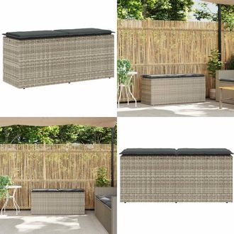 vidaXL Vidaxl - Gartenbank mit Kissen Hellgrau 110x40x44 cm Poly Rattan