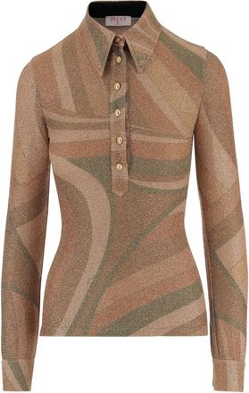 Pucci haut boutonné à manches bouffantes - Marron