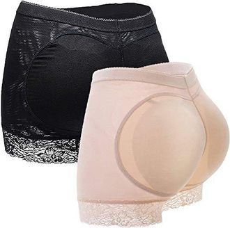 DODOING Lot de 2 faux fessiers rembourrés pour femme, Noir + beige (lot de 2)., S