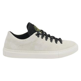 Stone Island Homme, Chaussures, Beige, Taille: 41 EU Baskets &agrave; lacets en cuir su&eacute;d&eacute;