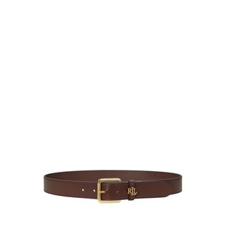 Ralph Lauren Gold Logo Keeper Leder G&uuml;rtel - - Accessories - Damen - Braun - L