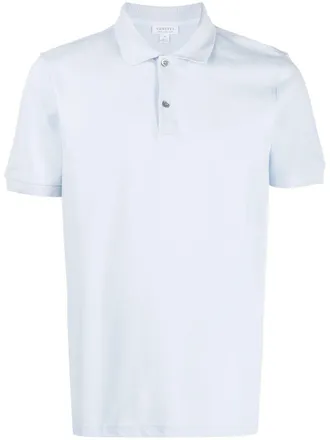 Sunspel polo en coton à manches courtes - Bleu