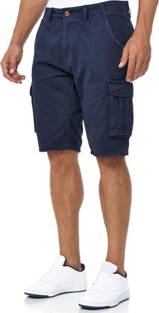Indicode Herren Blixt Cargo Shorts mit 6 Taschen und G&uuml;rtel aus 100% Baumwolle | M&auml;nner Navy, S