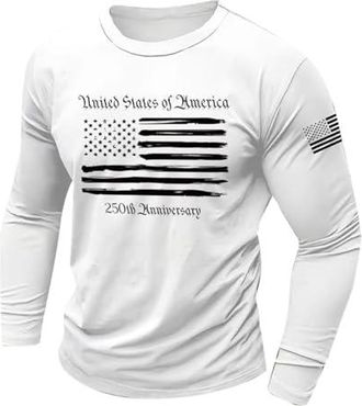 Generic Sweat-shirt imprim&eacute; drapeau am&eacute;ricain &agrave; manches longues pour homme - Pull tendance &agrave; col rond - Coupe ample - Confortable - Respirant - V&ecirc;tement de sp