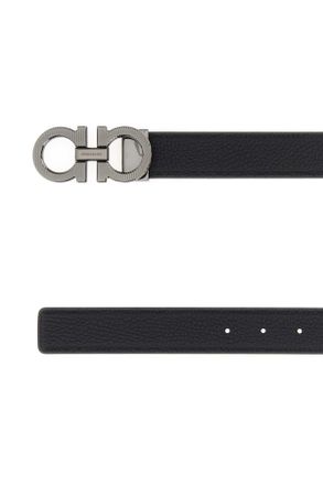 Ferragamo Mens Double Adjus Belt Black Calf