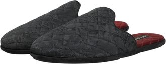 Dolce & Gabbana Mens Floral Brocade Slipper Black Goatskin