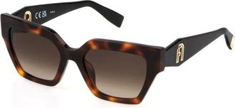 Furla unisex, Accessoires, Brun, Taille: 54 MM Lunettes de soleil chic avec devant havana et verres marron