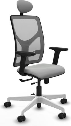 Piqueras y Crespo Drehstuhl mit Rollen, 2D-Armlehnen, h&ouml;henverstellbare Lendenwirbelst&uuml;tze und festes Kopfteil, ausgestattet mit Syncro/Traslack und Schneideschaum, Gra