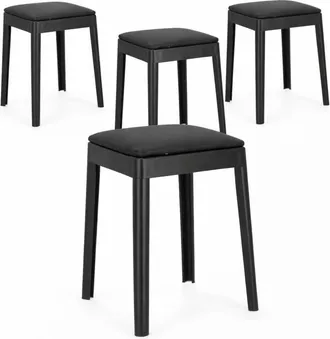 BIZZOTTO Lot de 4 tabourets dappoint empilables SCOOBY - Hauteur dassise 49cm-Noir