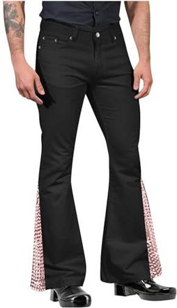 Generic Pantalon &agrave; paillettes pour homme - Pantalon disco &agrave; paillettes respirant - Pantalon disco m&eacute;tallique pour bal de fin dann&eacute;e - Pantalon ample pour homm