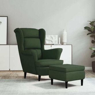 vidaXL Chaise dalarme avec aile en arri&egrave;re avec repose-pieds en velours &eacute;l&eacute;gant dans diff&eacute;rentes couleurs Couleur : Vert fonc&eacute;