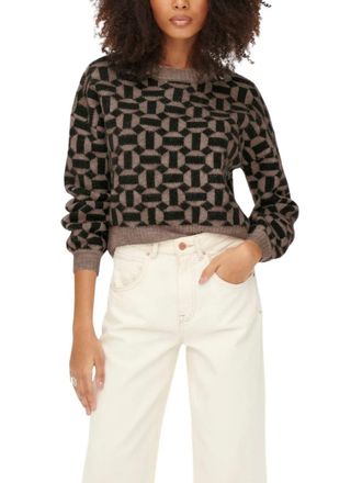 Only Damen Onlgeo Life L/S Pullover Knt, Toasted Coconut/Pattern:melange/Black Melange, XXL