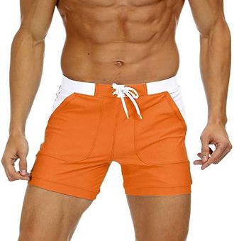 KEFITEVD Hommes Slip de Bain &agrave; S&eacute;chage Rapide Sexy Beach Surf Trunks Shorts Taille &eacute;lastique Short Board Pants,Orange,40
