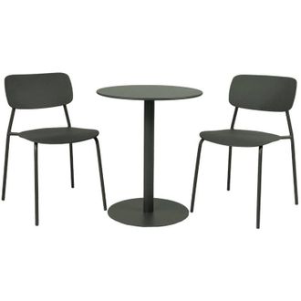 Sweeek Bistro-Gartentisch rund aus Stahl + 2 St&uuml;hle