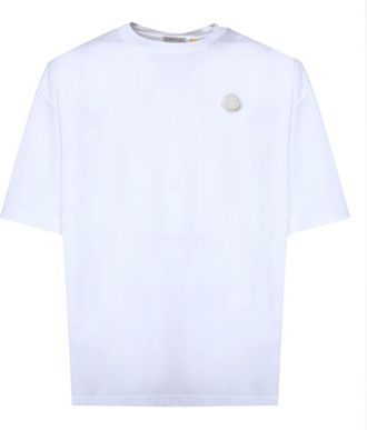 Moncler Homme, Tops, Blanc, Taille: XL T-Shirt à Col Rond