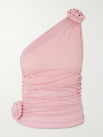 Magda Butrym Haut Asym&eacute;trique Fronc&eacute; En Soie Stretch &Agrave; Appliqu&eacute;s - Rose