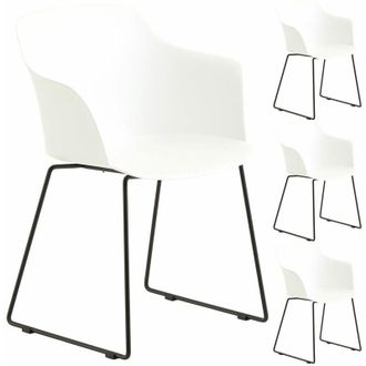 IDIMEX Lot de 4 chaises de jardin foro en plastique blanc