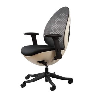 Selsey Egg - Schreibtischstuhl verstellbare Armlehnen Wippfunktion Stoffbezug (Wei&szlig;/Schwarz)