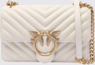 Pinko Mini Love Bag One aus gestepptem Nappaleder im Chevron-Muster mit Love Birds-Logo