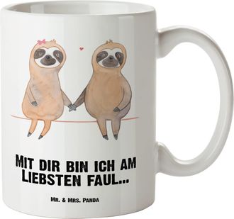 Mr. & Mrs. Panda XL Tasse Faultier Pärchen - Geschenk, Große Tasse, verliebt, Faultiere, gemeinsam, spülmaschinenfest, Liebespaar, Langsamkeit