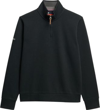Superdry Herren Core Pikee-Sweatshirt mit halblangem Reißverschluss Tiefschwarz L