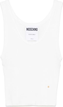 Moschino Gestricktes Oberteil mit Logo - Weiß