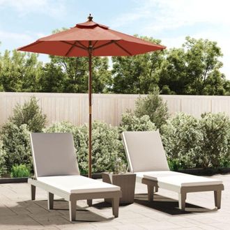 vidaXL Vidaxl - Parasol droit 196x231 cm en bois dur teck - Tissu polyester anti-UV - M&acirc;t de 38 mm avec orifice de ventilation - Syst&egrave;me de poulie