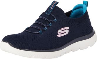 Skechers Summits Top Player Damen Sneaker, Navy Knit Teal Pink Trim, 35.5 EU