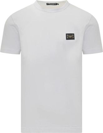 Dolce & Gabbana Homme, Tops, Blanc, Taille: XL Logo Plaque T-Shirt