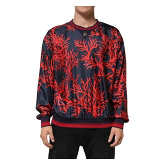 Dolce & Gabbana Seiden Navy Rot Korallenmuster Pullover - - Sweatshirts & Hoodies - Herren - Rot - XL