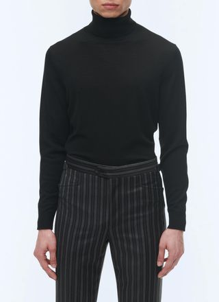Fursac Pull col roul&eacute; noir en laine m&eacute;rinos - Taille XXL - Homme