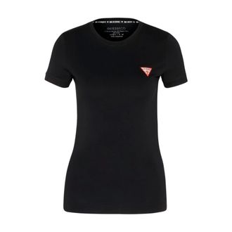 Guess Femme, Tops, Noir, Taille: 38 FR T-shirt stretch - Noir, Coupe ajust&eacute;e, Manches courtes