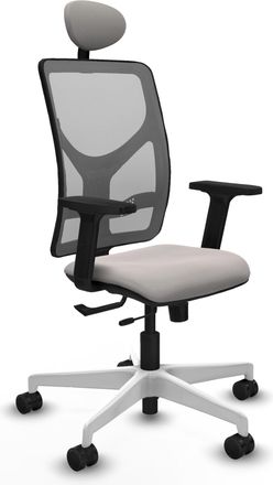Piqueras y Crespo B&uuml;rostuhl, grau und wei&szlig;, mit 2D-Armlehnen, h&ouml;henverstellbare Lendenwirbelst&uuml;tze und festes Kopfteil, ausgestattet mit Syncro/Traslack und Schneidesch