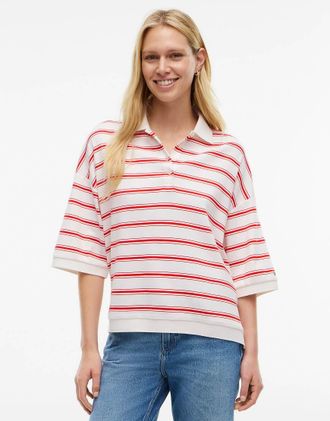 Tommy Hilfiger Polo oversize &agrave; rayures - Rouge multicolore