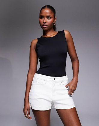 Good American Body effet sculptant &agrave; encolure d&eacute;gag&eacute;e et col montant - Noir