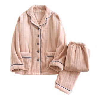 Generic Pyjama Homme Hiver Pyjama Polaire Homme Flanelle Thermique Hiver Chaud en Polaire Douillette Tenue de Nuit Confortable pour la Maison