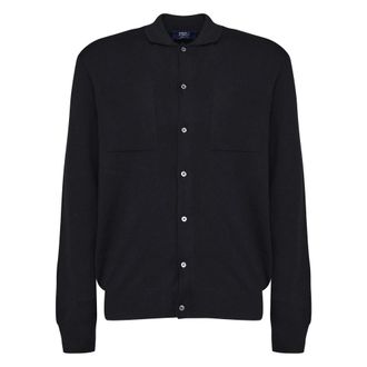 Fedeli Feinstrick-Polo-Pullover - - Knitwear - Herren - Schwarzk - XL