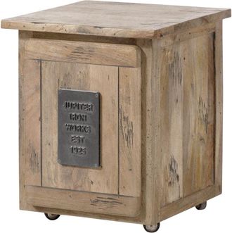 Massivmoebel24 Caisson roulant en bois de manguier 50x50x60, vernis beige, RAILWAY 3002