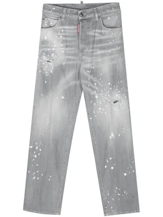 Dsquared2 jean Boston à coupe droite - Gris