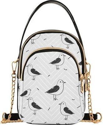 Mnsruu Sacs à bandoulière pour femme, ligne artistique, mignon, mouette, oiseau, sac à main, petit sac à bandoulière avec sangle réglable