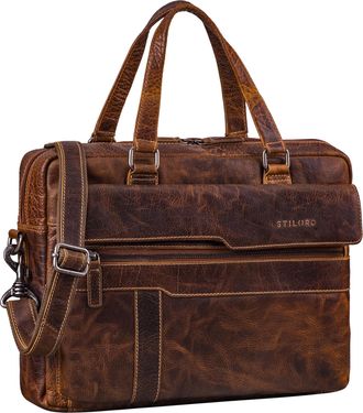 STILORD Matthew Echt-Leder Aktentasche A4 - Business Arbeitstasche Damen & Herren Laptoptasche 15.6-16 Zoll - Große Arbeitstasche Anti Diebstahl Umhängetasche