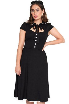 Voodoo Vixen A-Linien-Kleid White Trim Vintage Two Tone Retro Bubikragen