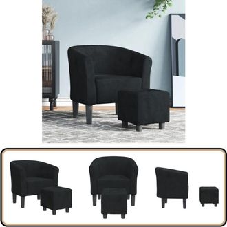 vidaXL Clubsessel mit Fu&szlig;hocker Schwarz Samt - Samtsofa - Sessel Schwarz - Lounge Chair - Beistelltisch - Deko Couchtisch