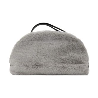 Borbonese Femme, Sacs, Gris, Taille: ONE Size Sac à main élégant avec bordure en cuir