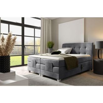 Fun M&ouml;bel Boxspringbett Elektrisch Bett FRANCO 120x200cm in Stoff Fresh Grau