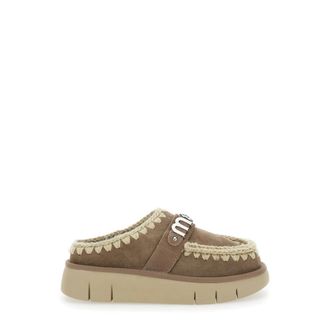 Mou Braune Wildleder-Mules mit Logo-Schriftzug - - Shoes - Damen - Braun - 41 EU
