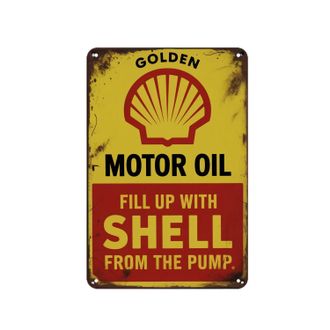 Generic Metallschild Shell Golden Motor Oilation Exquisit Und Sch&ouml;n Blechschild Eisen Retro Blechschild F&uuml;r Garage Kaffeebar Bauernhaus 20X30Cm