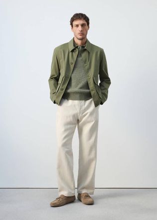 Mango Veste l&eacute;g&egrave;re coton lyocell kaki - Homme - XXL - MANGO MAN