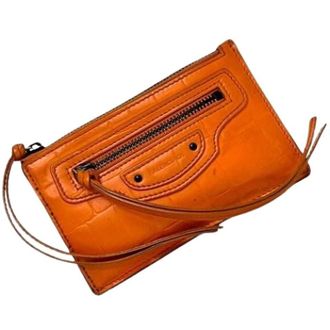 Balenciaga unisex, Pre-owned, Orange, Taille: ONE Size Portefeuille en cuir Pre-owned