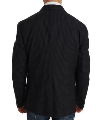 Dolce & Gabbana Mens Gray Striped Wool Jacket Coat Slim Blazer Virgin Clothing
